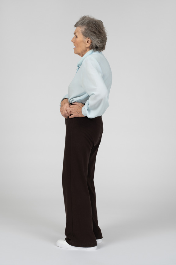 Elderly Woman Standing Side